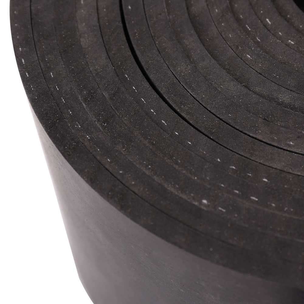 NR/SBR black 65Sh rolls | textile reinforced stripes solid rubber